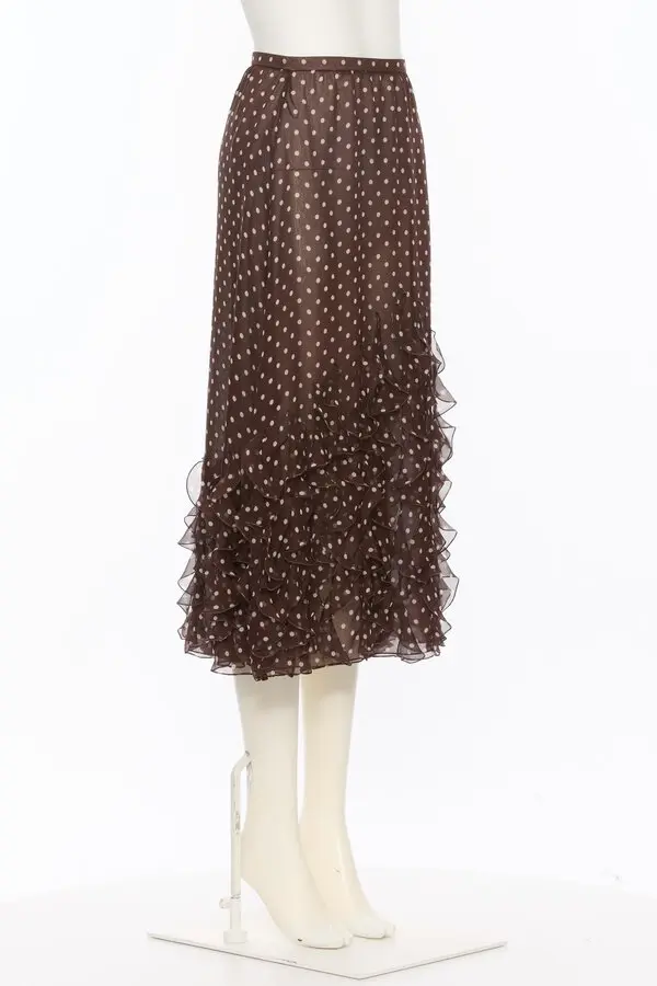Valentino Garavani Polka Dot Printed Ruffled Midi Skirt
