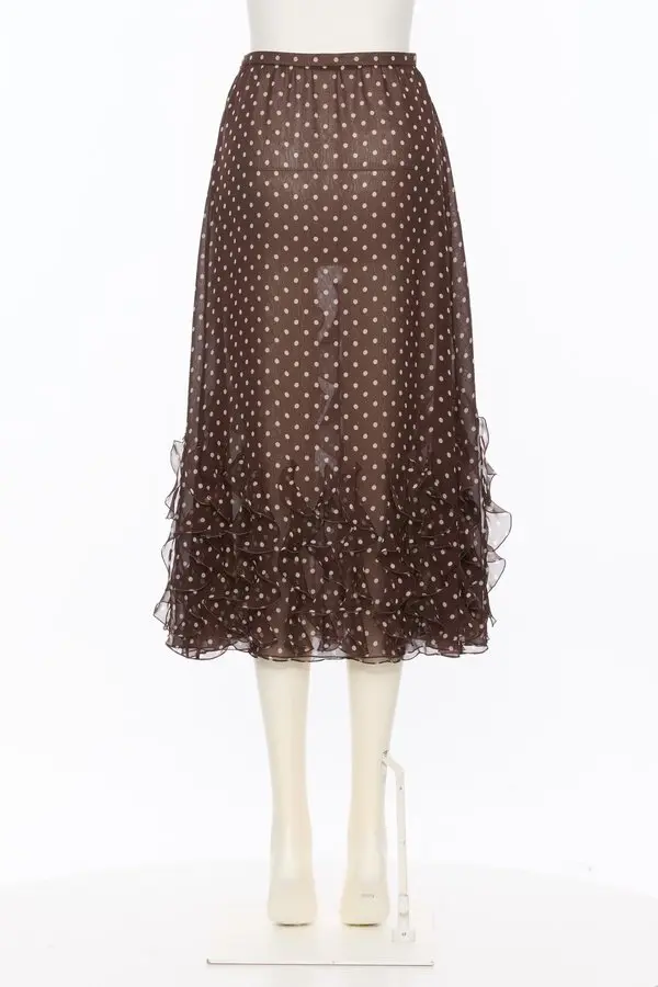 Valentino Garavani Polka Dot Printed Ruffled Midi Skirt