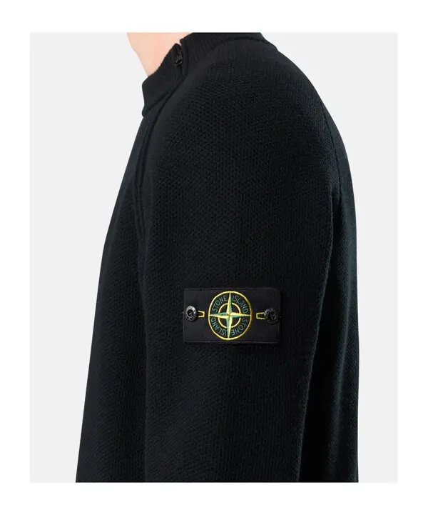 Stone Island Mock Neck Zip Detailed Jumper
