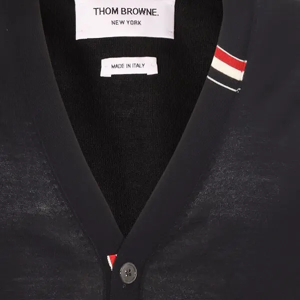 Thom Browne V-neck Knitted Cardigan With Stripes