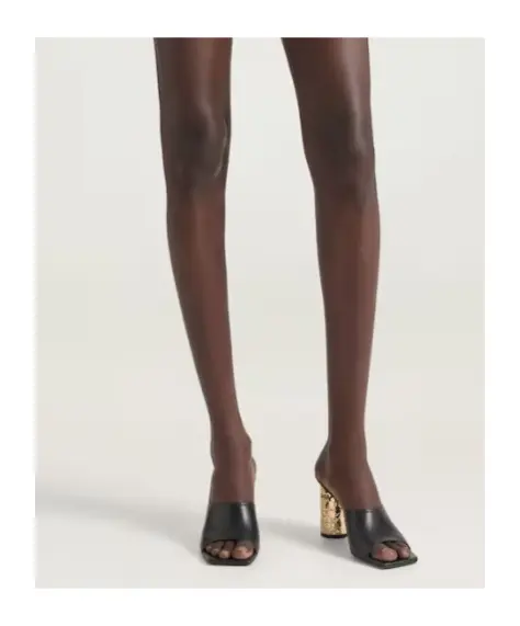 Givenchy Tape Heeled Mules With Gold Metal Heel - Black