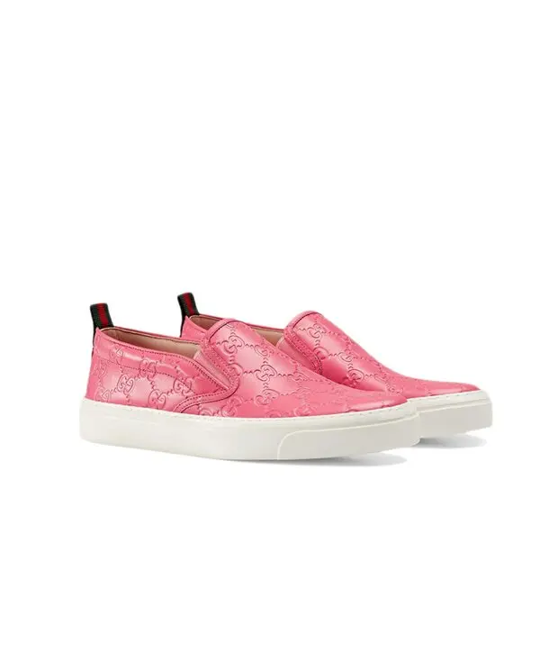 Gucci Embossed Logo Casual Slip-on Sneakers - Pink