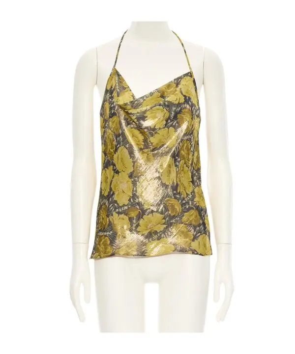 Valentino Garavani Floral Print Cowl Neck Halter Blouse - White