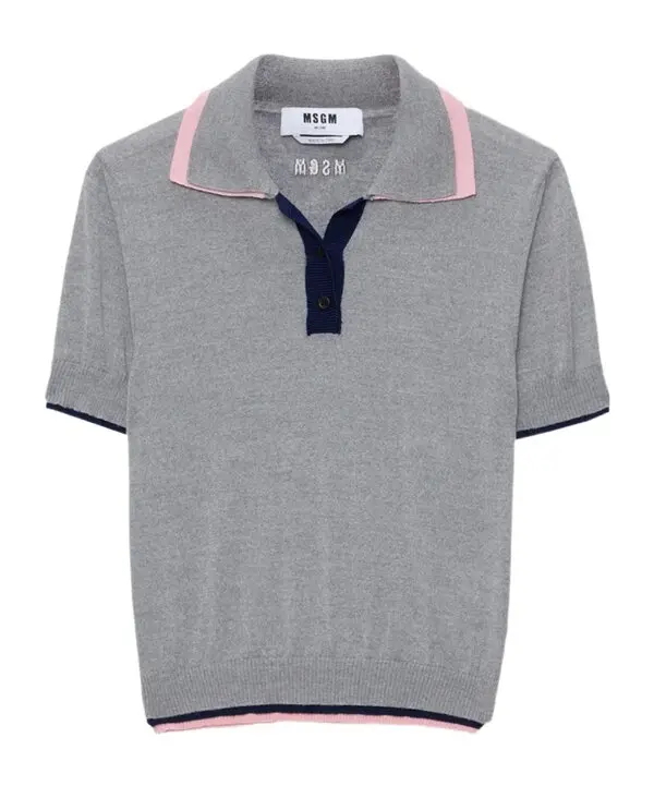 MSGM Contrast Trim Knit Polo Shirt