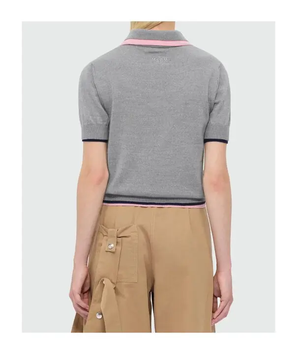 MSGM Contrast Trim Knit Polo Shirt