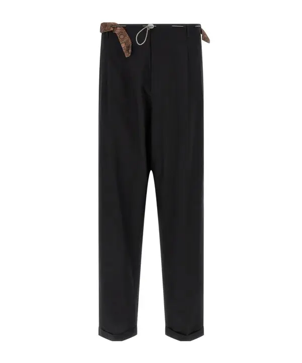MAGLIANO Wide-leg Trousers With Drawstring Waist - Black