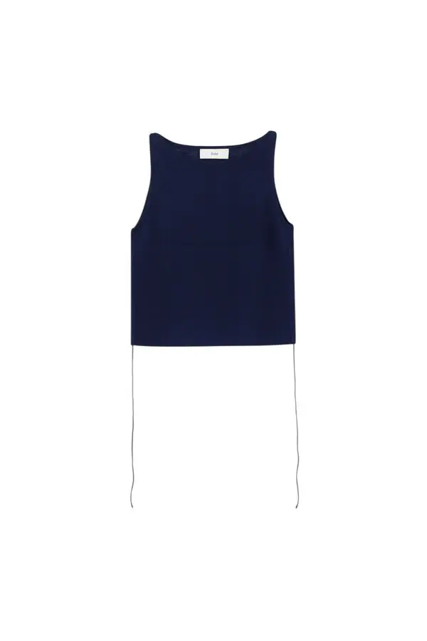 DUNST Sleeveless Knit Top With Drawstring Detail - Navy