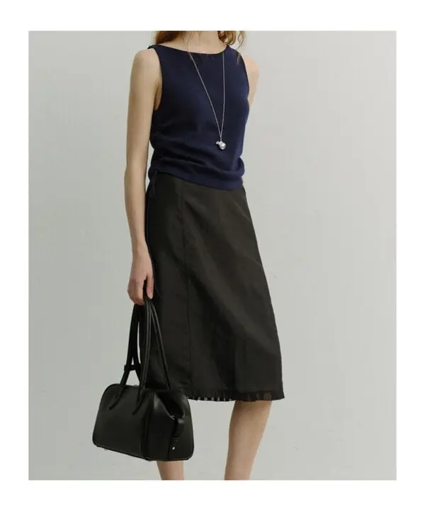 DUNST Sleeveless Knit Top With Drawstring Detail - Navy