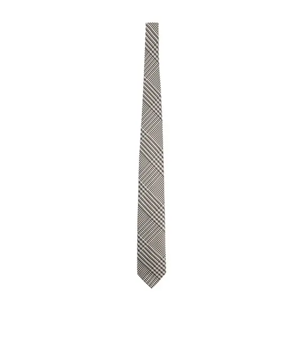 TOM FORD Houndstooth Checked Neck Tie - Gray