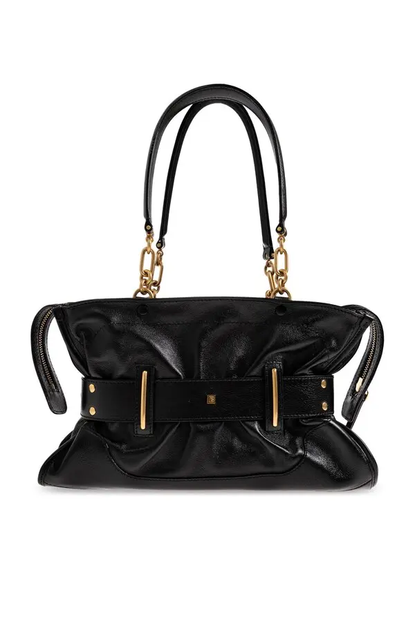 Balmain Anthem Buckled Shoulder Bag - Black