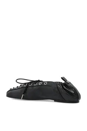GANNI Lace-up Ballerinas In Snakeskin Effect