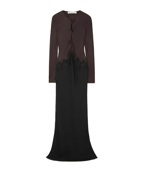 Christopher Esber Lace Trimmed Ribbed Knit Maxi Dress