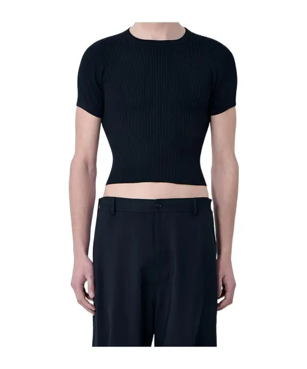 RIER Ribbed-knit Short-sleeved T-shirt