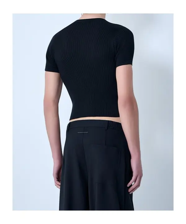 RIER Ribbed-knit Short-sleeved T-shirt