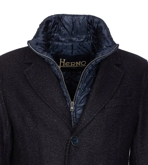 Herno Notched Lapel Cotton Jacket - Black