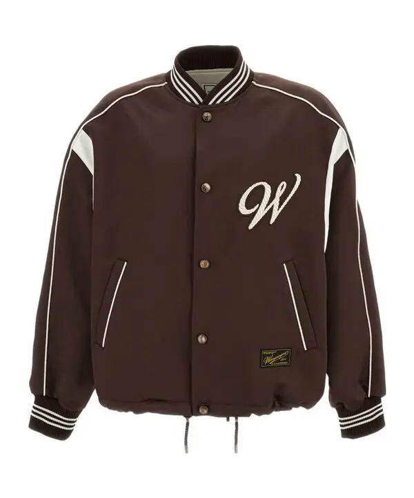 WOOYOUNGMI Long Sleeve Bomber Jacket With Striped Accents - Black