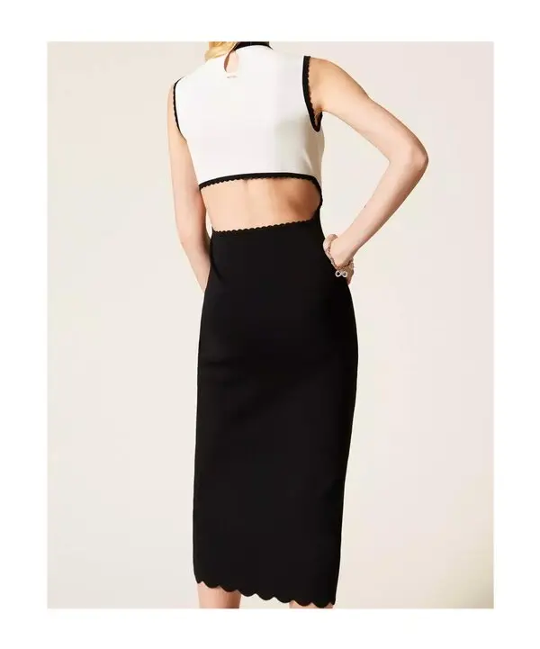 TWINSET Sleeveless Colorblock Dress With Cutout Details