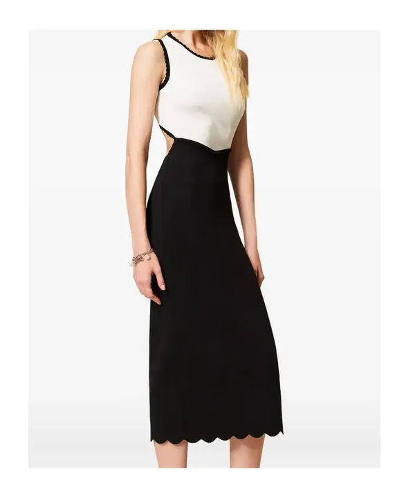 TWINSET Sleeveless Colorblock Dress With Cutout Details