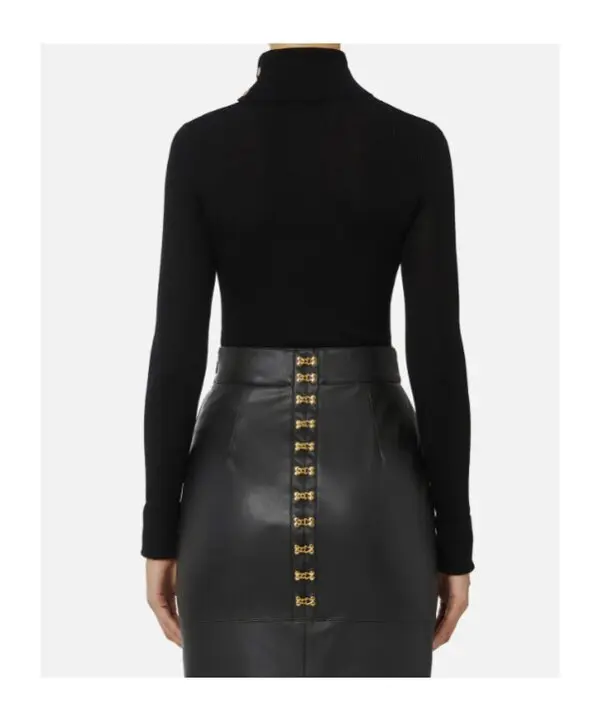 Elisabetta Franchi Turtleneck Knitted Top With Golden Hardware