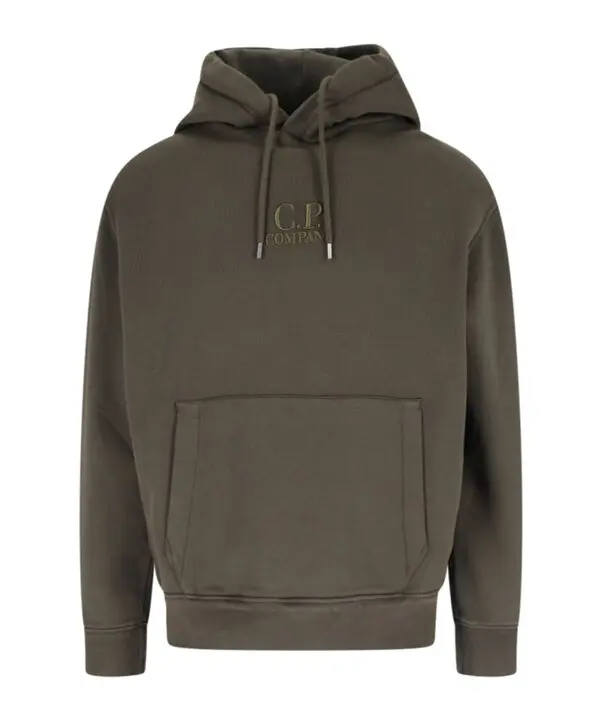 C.P. COMPANY Logo Hooded Sweatshirt - Green