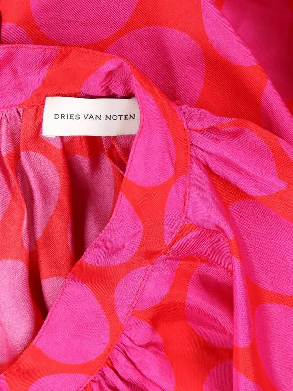 Dries Van Noten Long-sleeved Cover-up With Circular Pattern And Tie Detail