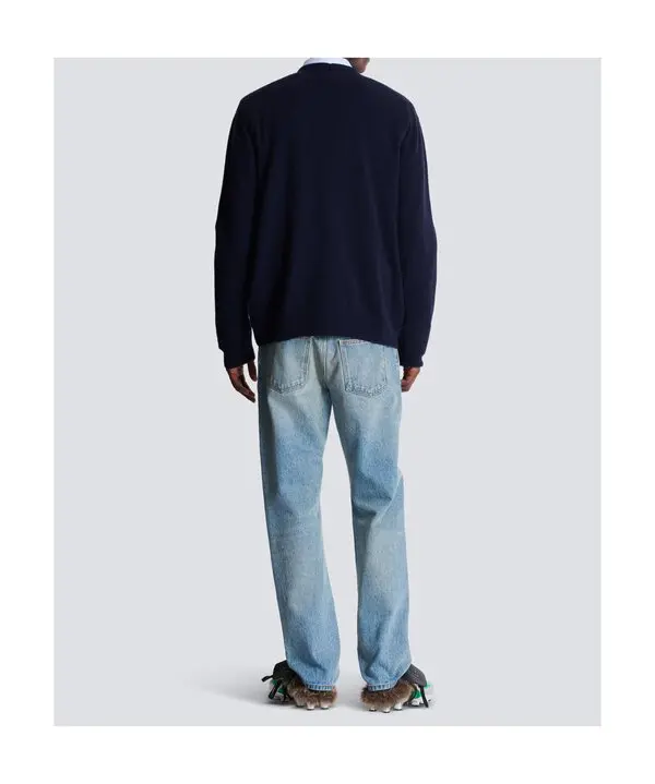 Balmain V-neck Cardigan With Gold Lion Buttons