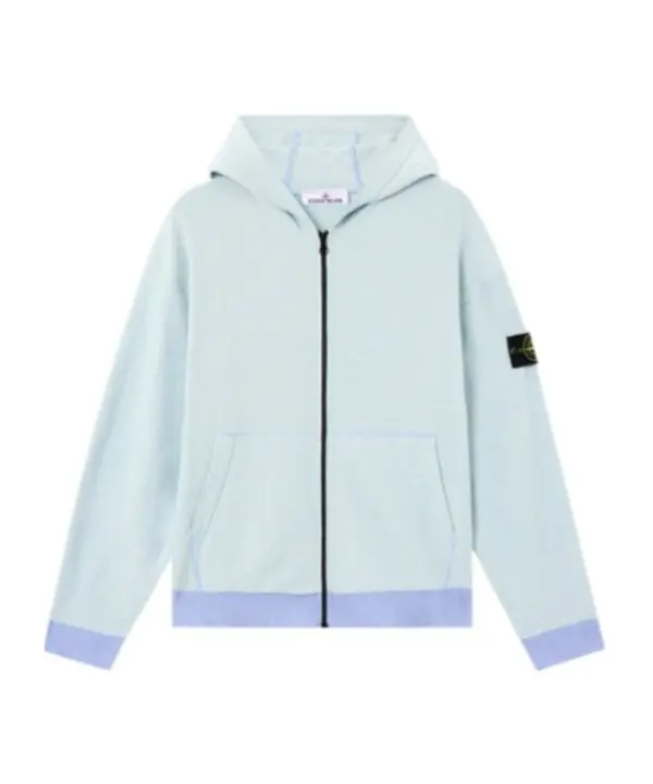 Stone Island Zip-up Hoodie - Sky Color