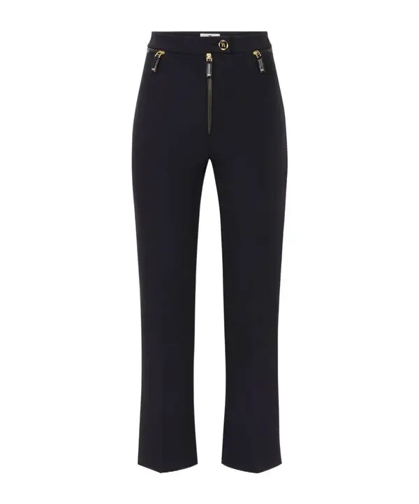 Elisabetta Franchi Slim Fit Crêpe Trousers With Zip Detail