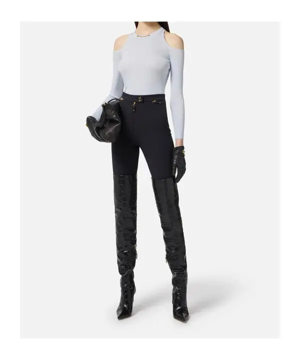 Elisabetta Franchi Slim Fit Crêpe Trousers With Zip Detail