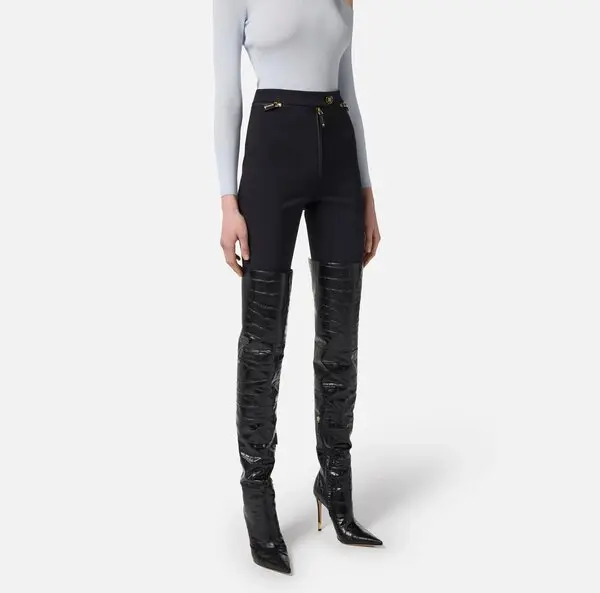 Elisabetta Franchi Slim Fit Crêpe Trousers With Zip Detail