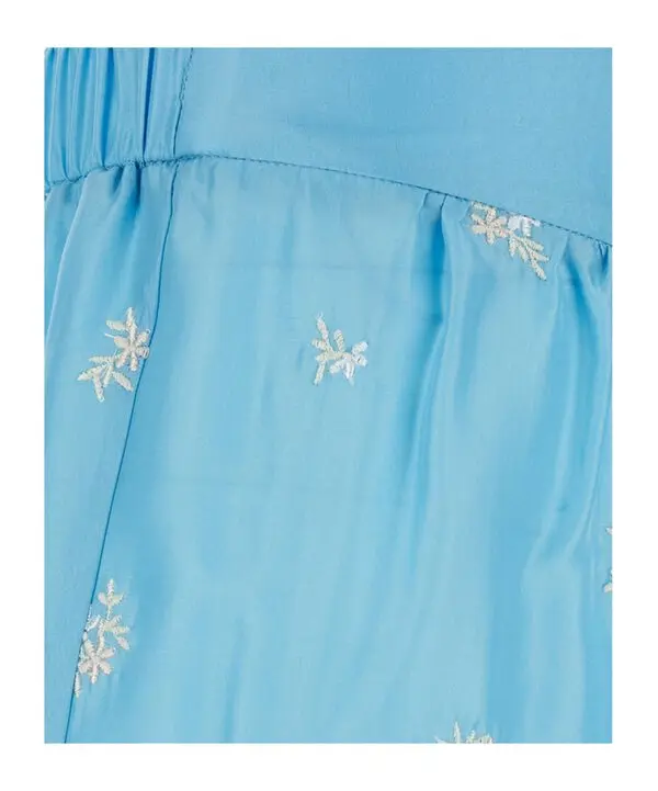 FORTE_FORTE Embroidered High-waisted Flared Trousers - Blue