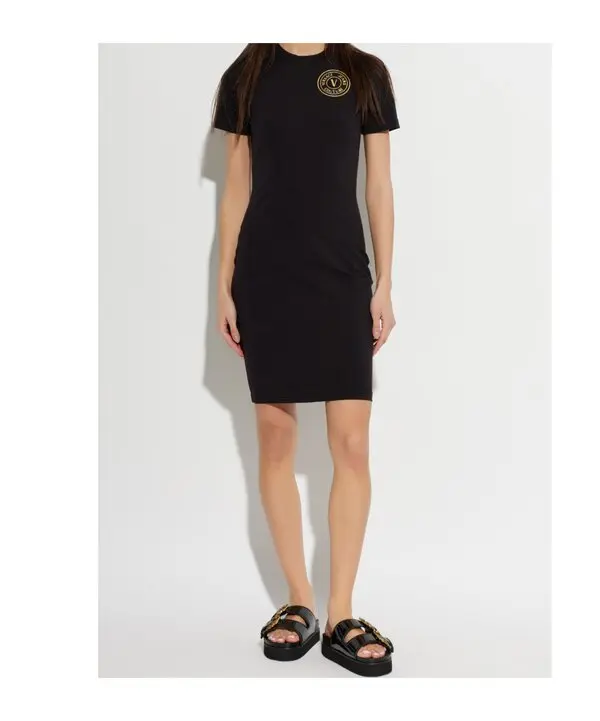 Versace Logo Printed Crewneck Dress