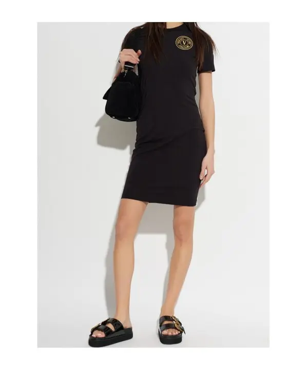 Versace Logo Printed Crewneck Dress