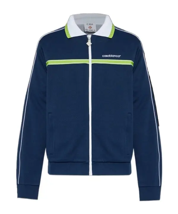 Casablanca Contrast Trim Zip Sweatshirt - Blue
