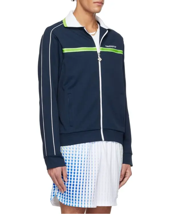 Casablanca Logo Embroidered Zipped Jacket - Blue