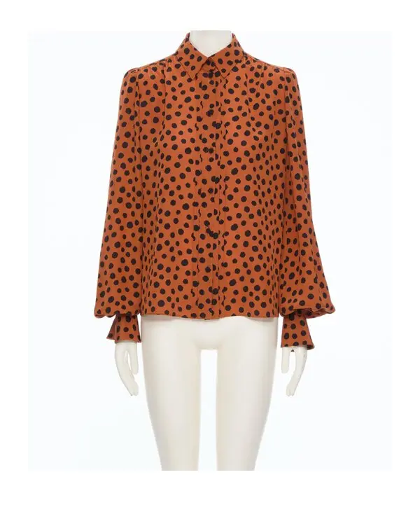 Valentino Garavani Polka Dot Printed Long Sleeve Blouse