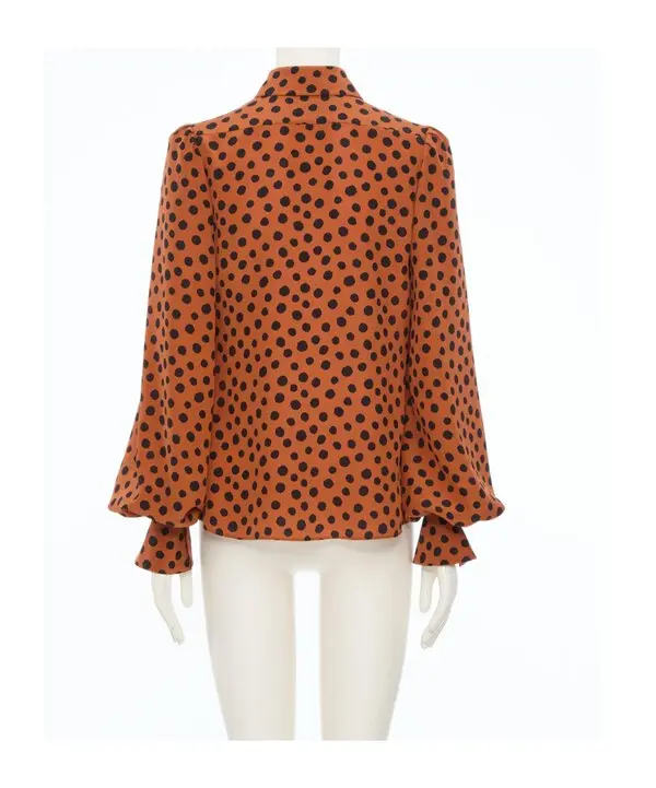 Valentino Garavani Polka Dot Printed Long Sleeve Blouse