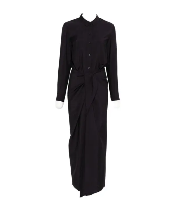 Emporio Armani Long Sleeve Tie-front Shirt Dress - Blue