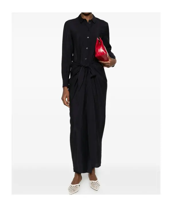 Emporio Armani Long Sleeve Tie-front Shirt Dress - Blue