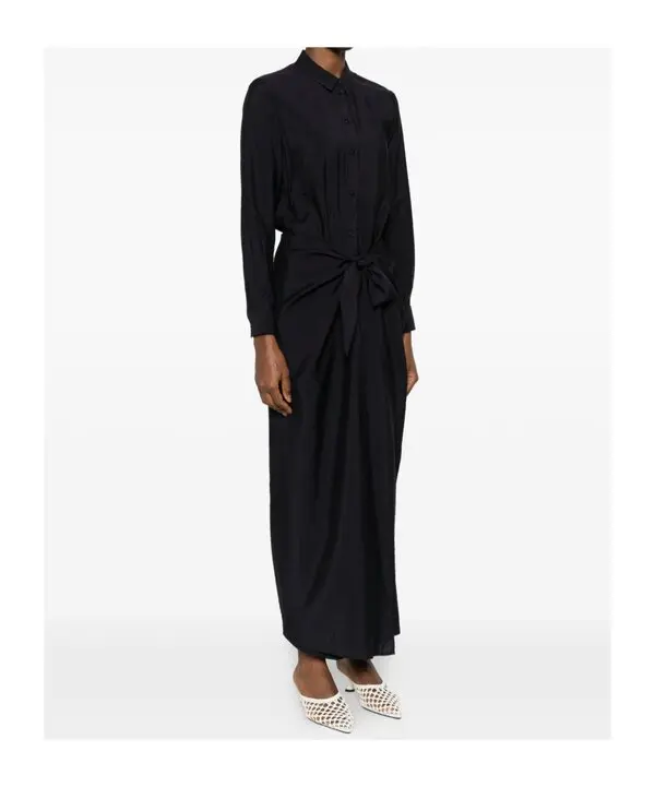 Emporio Armani Long Sleeve Tie-front Shirt Dress - Blue
