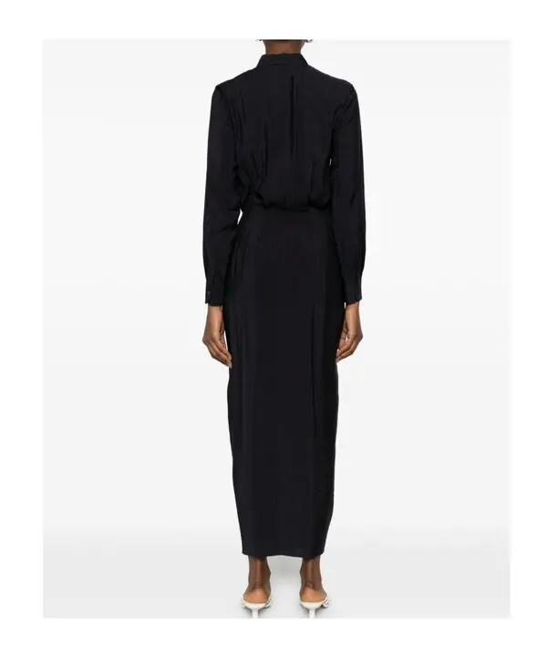 Emporio Armani Long Sleeve Tie-front Shirt Dress - Blue