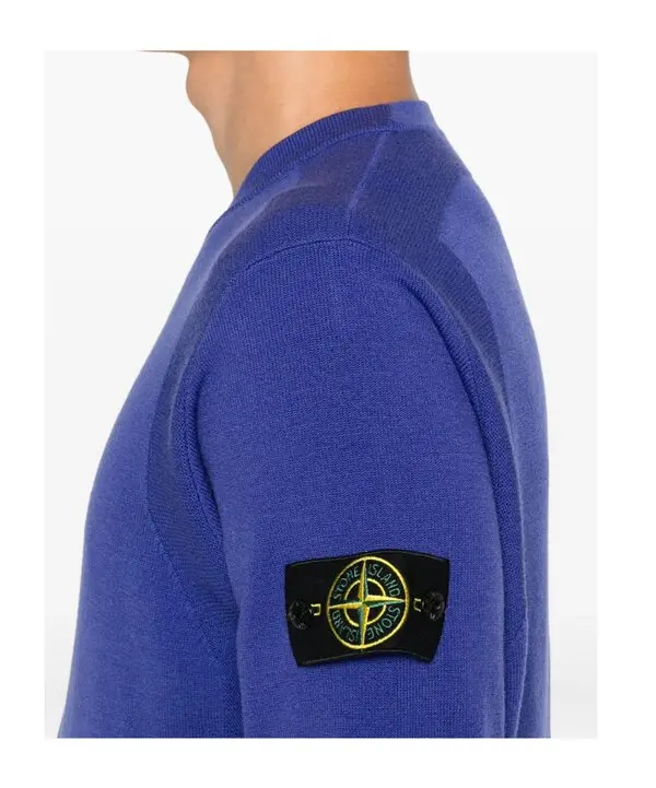 Stone Island Crew Neck Logo Patch Sweater - Lavender