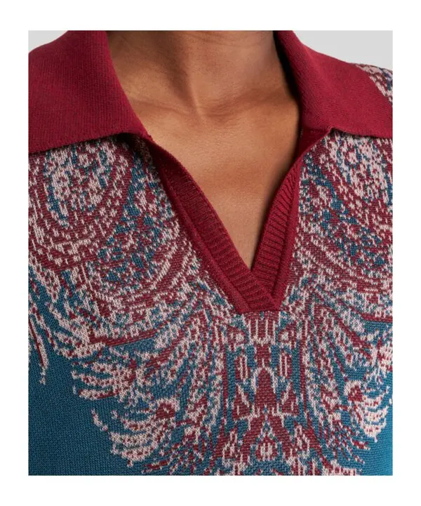 Etro Pattern-jacquard Knitted Polo Shirt - Light Blue