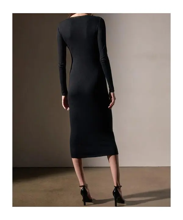JAMES PERSE Ribbed V-neck Midi Dress