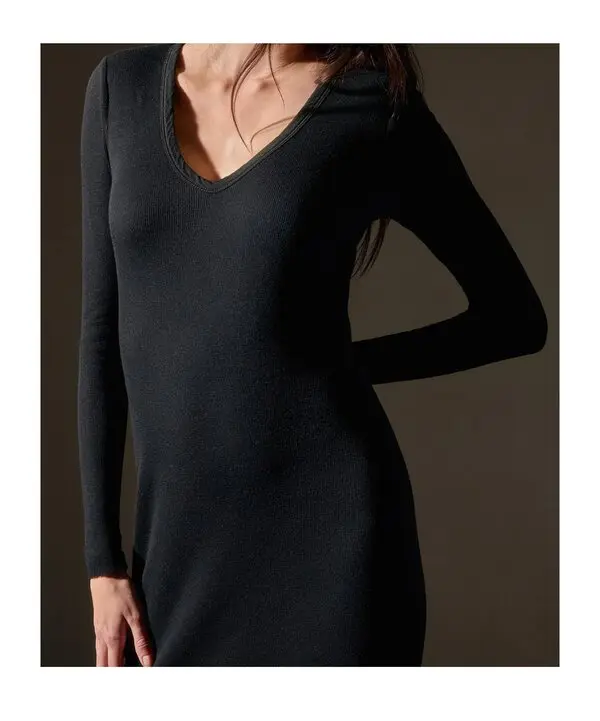 JAMES PERSE Ribbed V-neck Midi Dress