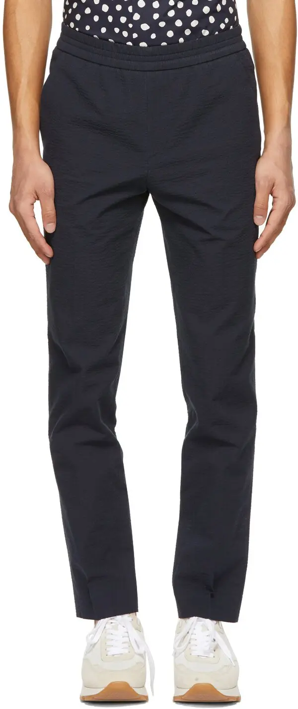 Harmony Elasticated Waistband Slim-fit Textured Trousers