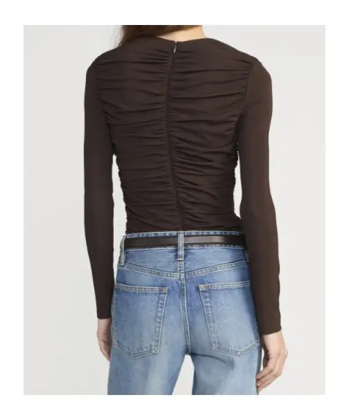 FRAME Long-sleeved Ruched Crewneck Top