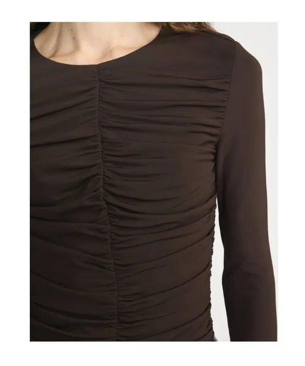 FRAME Long-sleeved Ruched Crewneck Top