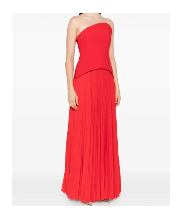 Solace Britt Off-shoulder Strapless Gown With Pleated Skirt