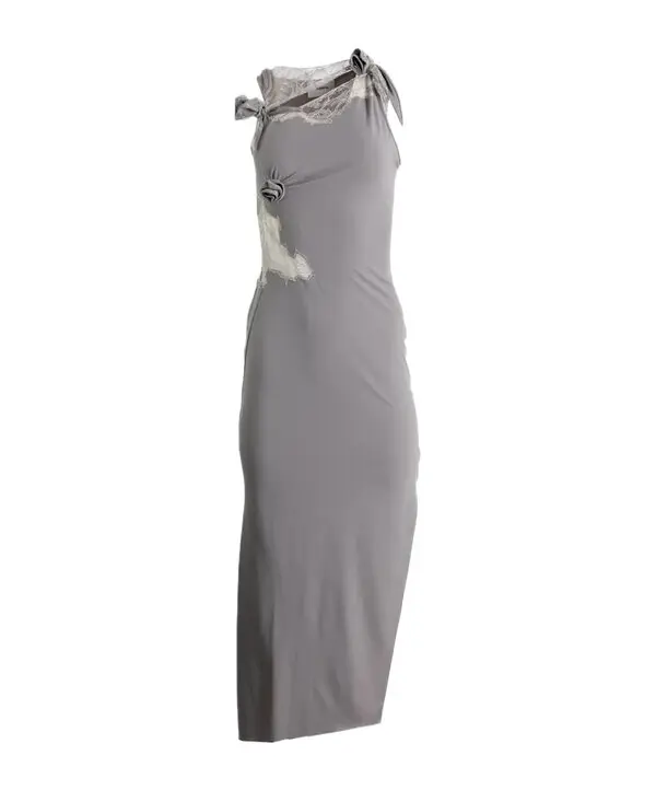 Coperni Lace Detail Sleeveless Midi Dress - Gray